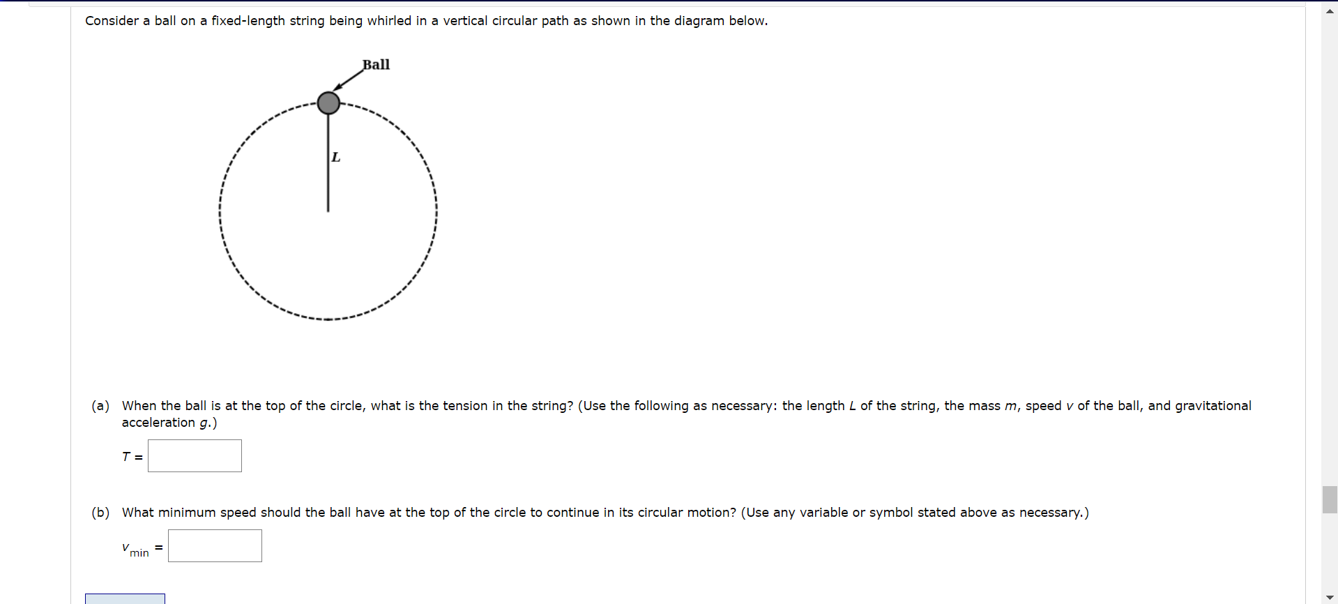 Solved Consider a ball on a fixed-length string being | Chegg.com