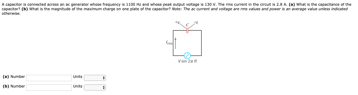Solved A capacitor is connected across an ac generator whose | Chegg.com