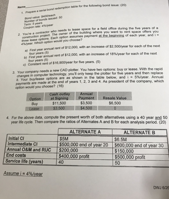 Solved Prepare a serial bond redemption table for the | Chegg.com