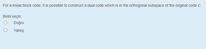 Solved For a linear block code, it is possible to construct | Chegg.com