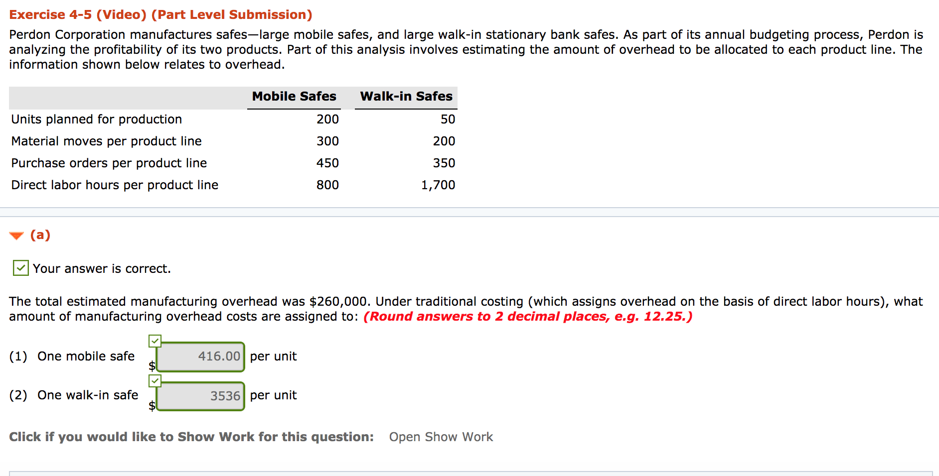 Solved Exercise 4-5 (Video) (Part Level Submission) Perdon | Chegg.com