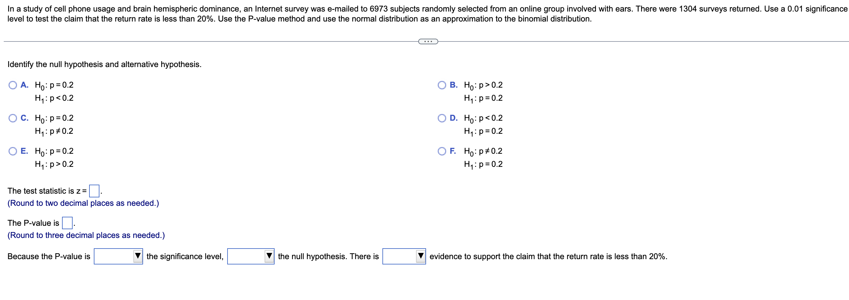 Solved level to test the claim that the return rate is less | Chegg.com