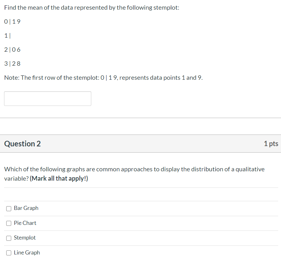 Solved Find the mean of the data represented by the | Chegg.com
