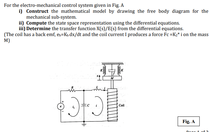 Solved For the electro-mechanical control system given in | Chegg.com