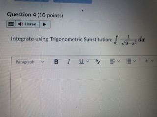 Solved Integrate using Trigonometric Substitution: ∫9−x21dx | Chegg.com