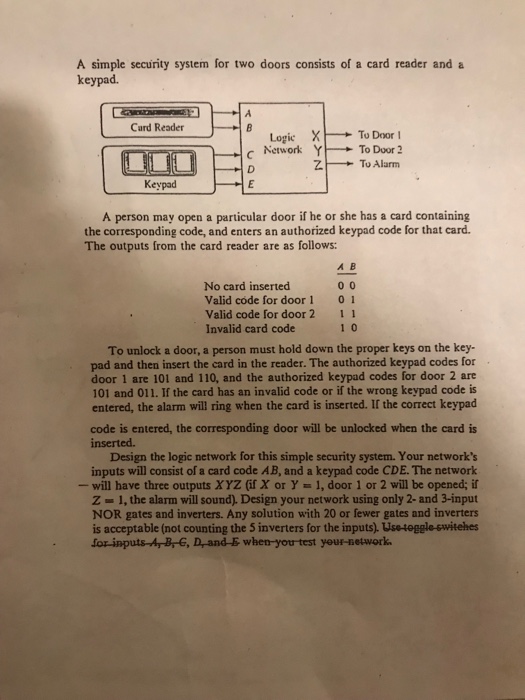 Solved A simple security system for two doors consists of a | Chegg.com
