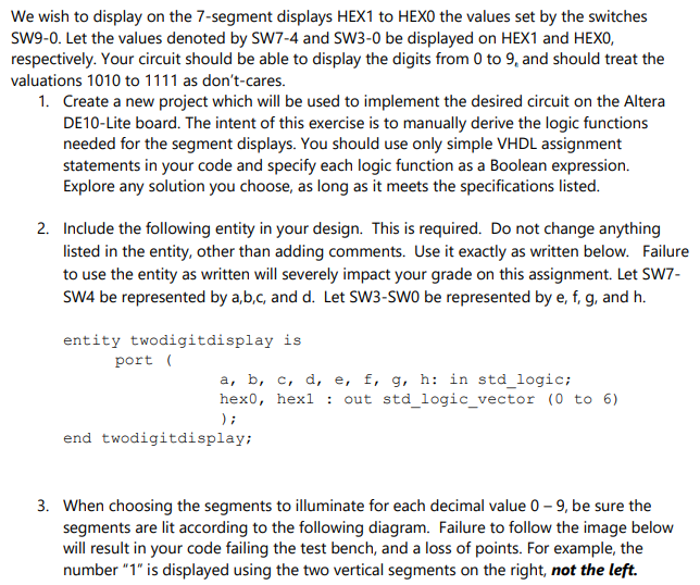 Solved We wish to display on the 7-segment displays HEX1 to | Chegg.com