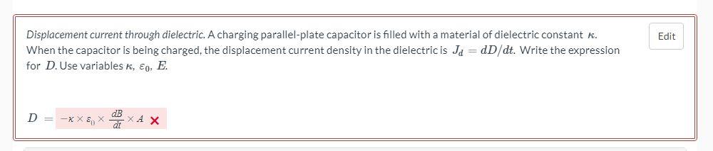 Solved Displacement current through dielectric. A charging | Chegg.com