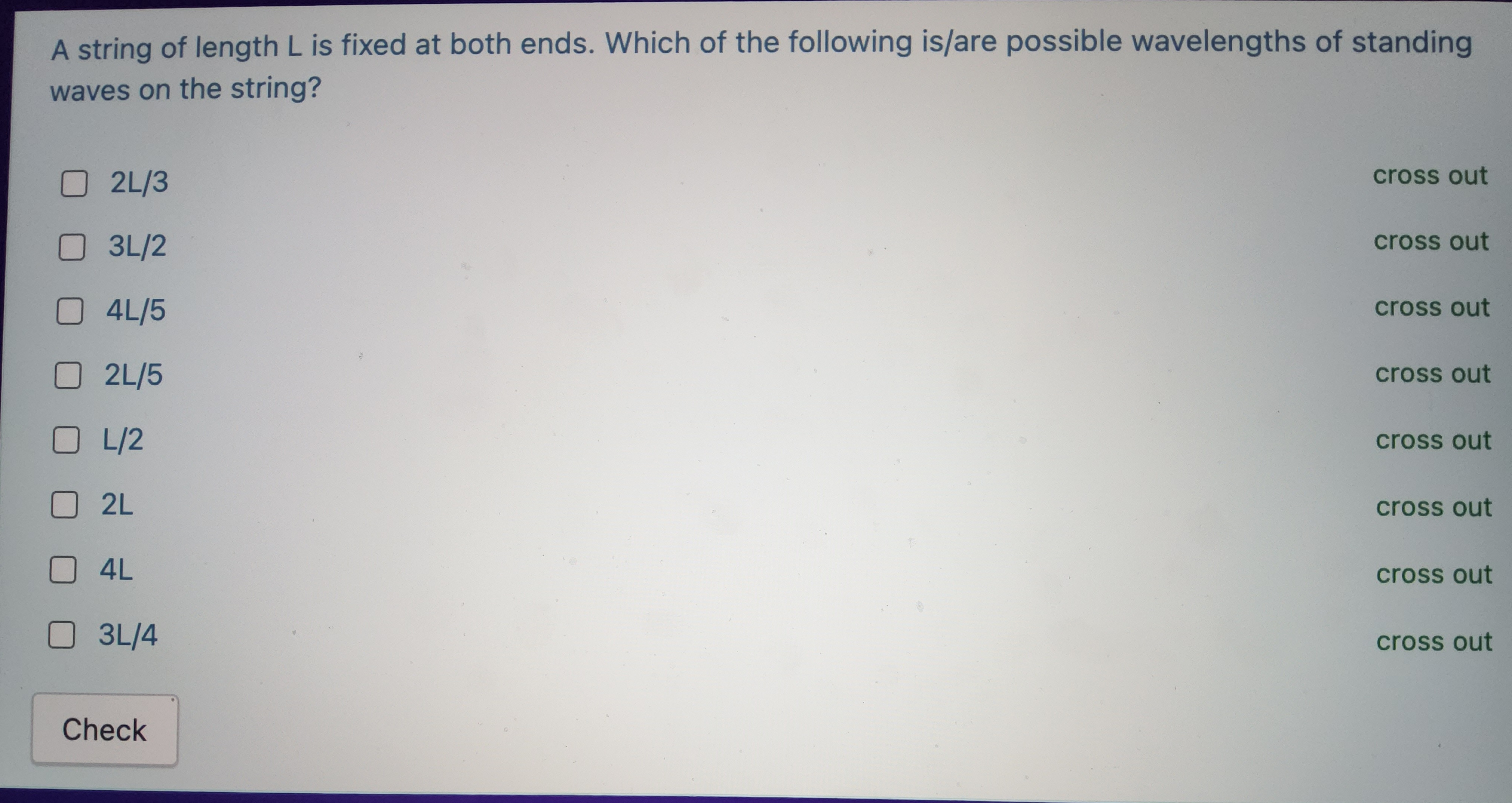 Solved A string of length L is fixed at both ends. Which of | Chegg.com