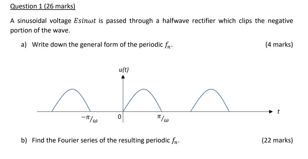 Solved Question 1 (26 ﻿marks)A sinusoidal voltage Esinct is | Chegg.com