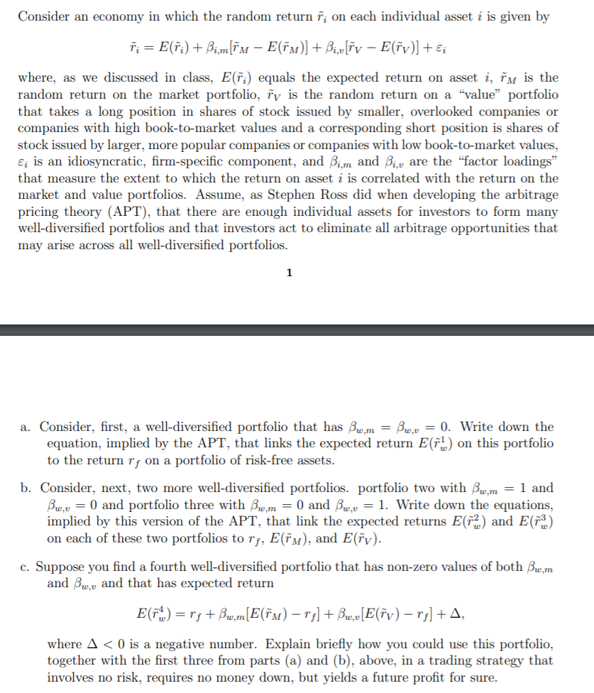 Theory? What are their main assumptions? b. CAPM and | Chegg.com
