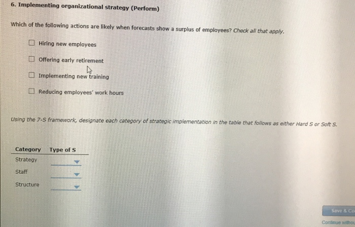 Solved 6. Implementing organizational strategy (Perform) | Chegg.com