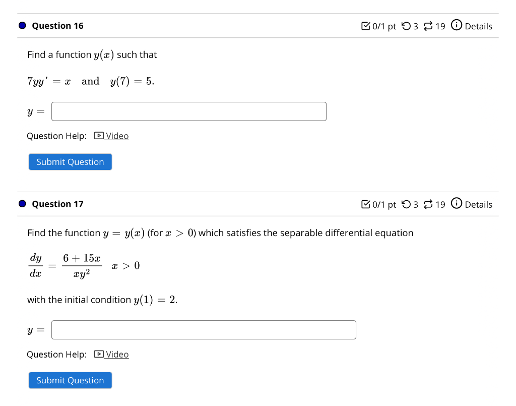 Solved • Question 16 B0/1 pt 53 19 Details Find a function | Chegg.com