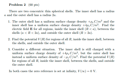 Solved There are two concentric thin spherical shells. The | Chegg.com