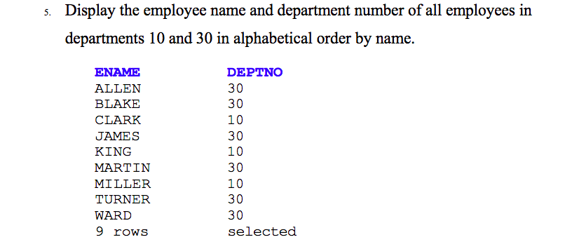 Solved Display the employee name and department number of | Chegg.com