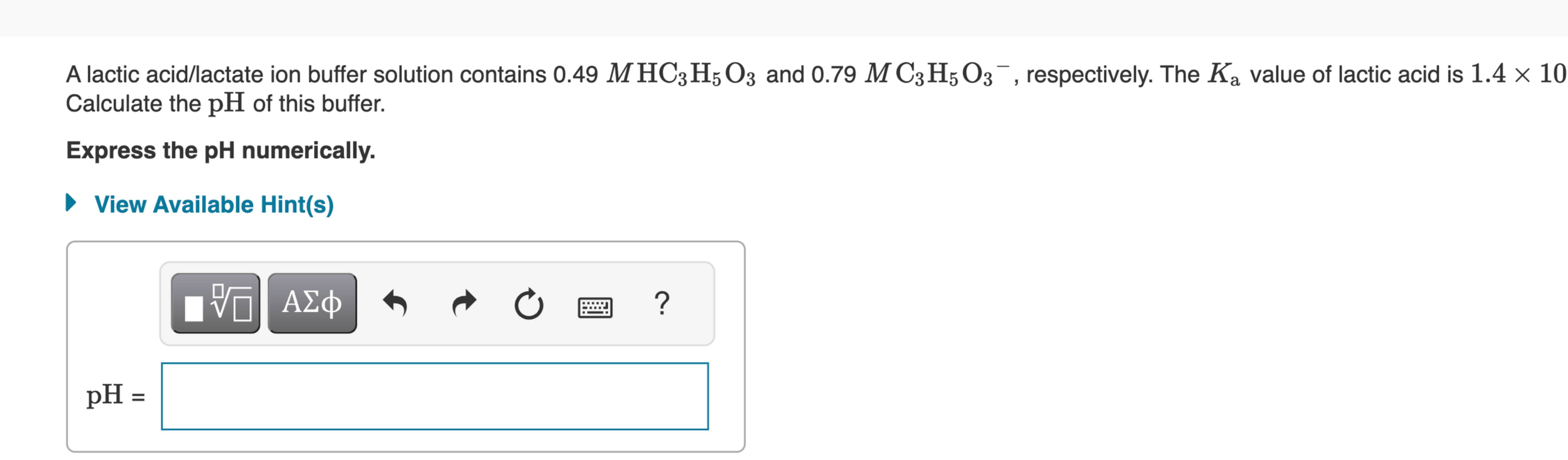 Solved A lactic acid/lactate ion buffer solution contains | Chegg.com
