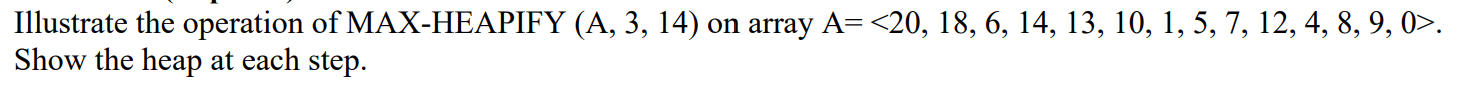 Solved Illustrate the operation of MAX-HEAPIFY (A,3,14) ﻿on | Chegg.com