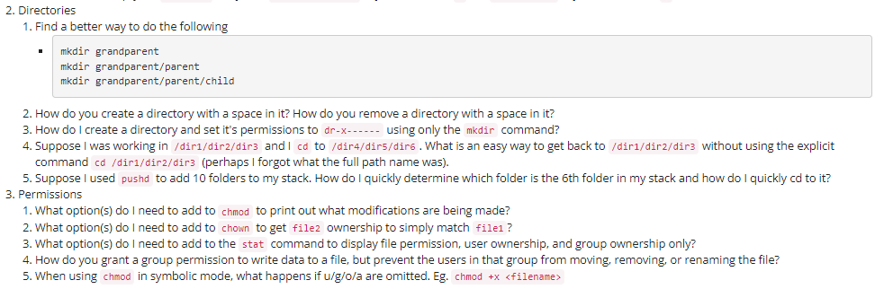 Solved 2. How do you create a directory with a space in it? | Chegg.com