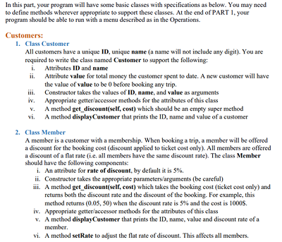 Solved In this part, your program will have some basic | Chegg.com