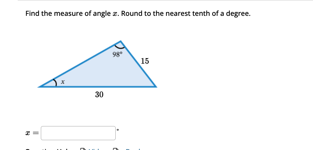 Solved Find the measure of angle x. ﻿Round to the nearest | Chegg.com