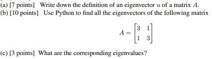 Solved (a) [7 points) Write down the definition of an | Chegg.com