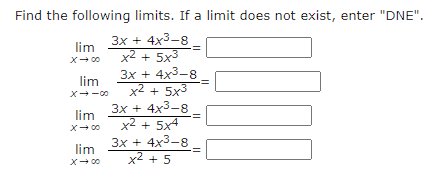 Solved Find the following limits. If a limit does not exist, | Chegg.com
