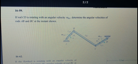 Solved 272 16-59. If rod CD is rotating with an angular | Chegg.com