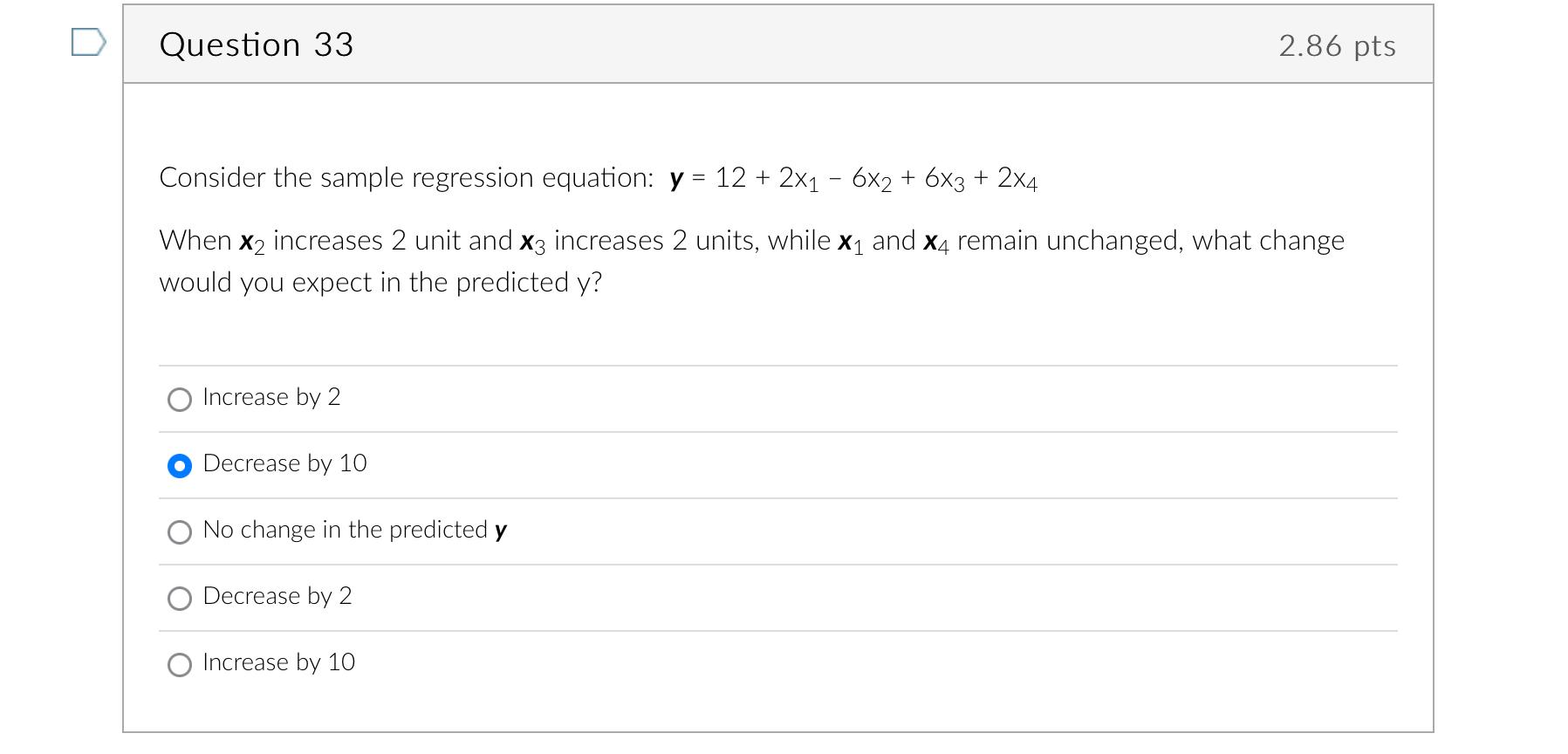 Solved Question 33 2.86 pts Consider the sample regression | Chegg.com