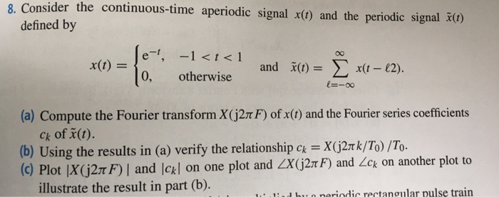 Solved 8. Consider the continuous-time aperiodic signal x | Chegg.com