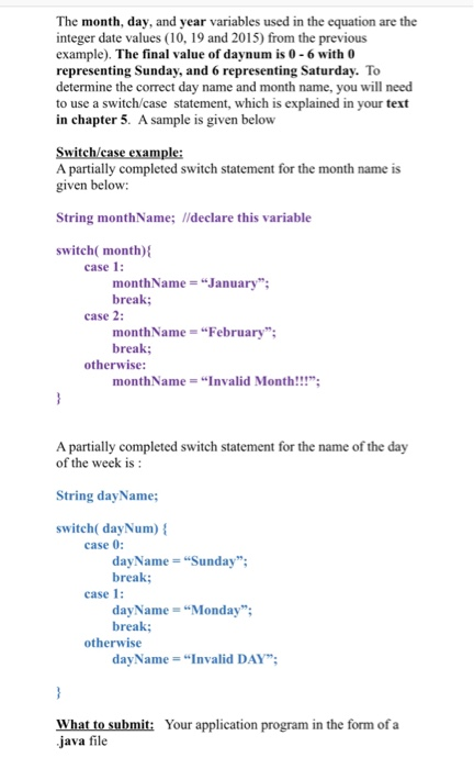 Solved Program 1: Given a date, calculate the day of the | Chegg.com