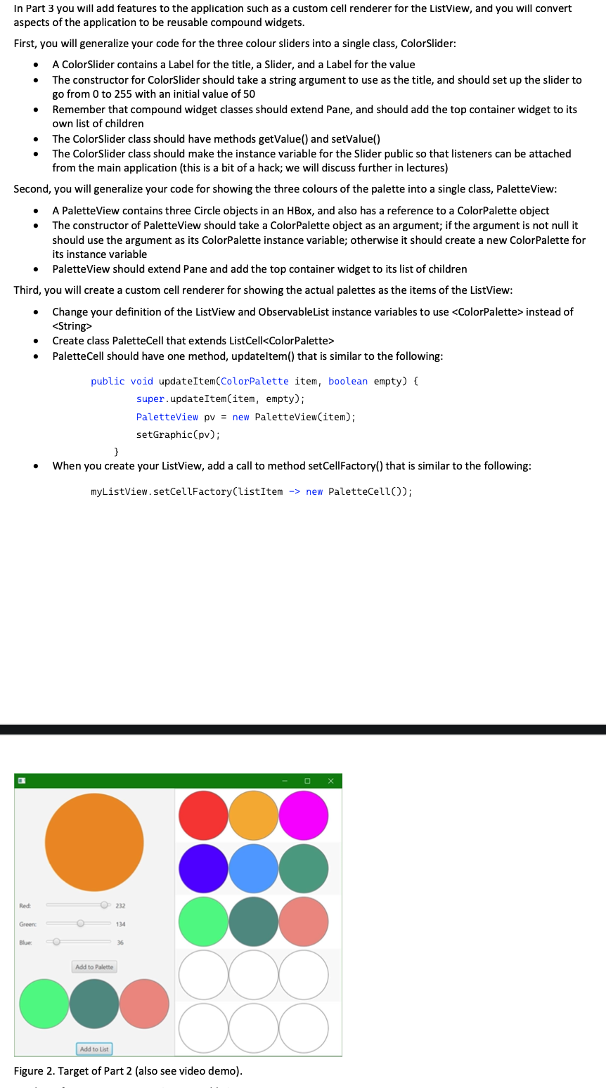 . Use the following JavaFX widget classes to create | Chegg.com