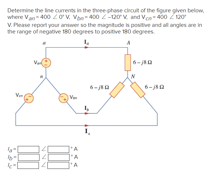 Solved Determine the line currents in the three-phase | Chegg.com