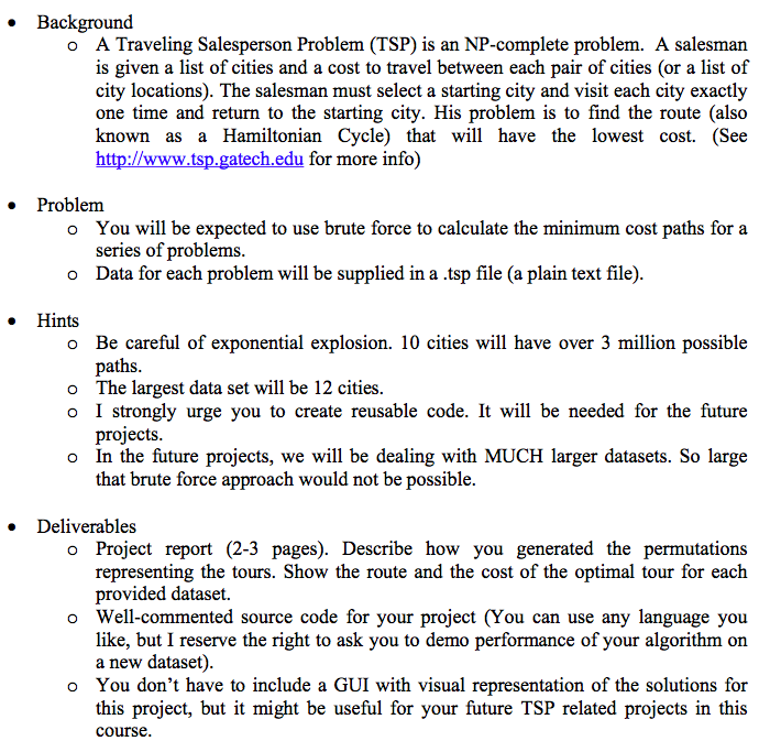 Solved • Background O A Traveling Salesperson Problem (TSP) | Chegg.com