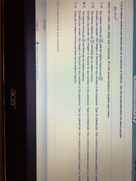 Solved Find all and classify each as a maximum or minimum. | Chegg.com