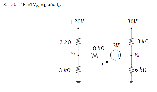 Solved 3. 20pts Find VA,VB, and Ix. | Chegg.com