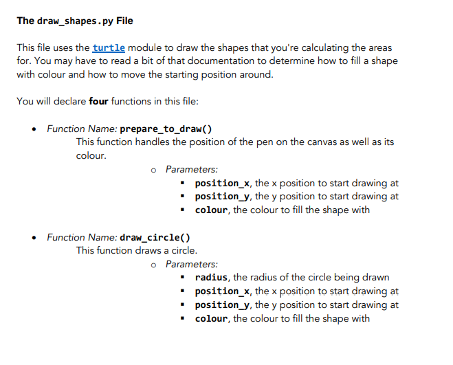 Solved The draw_shapes.py File This file uses the turtle | Chegg.com