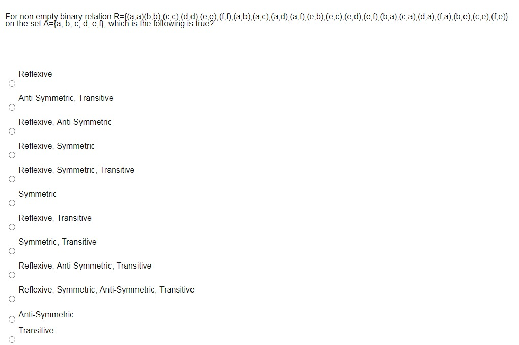 Solved For non empty binary relation Rafla, abb | Chegg.com
