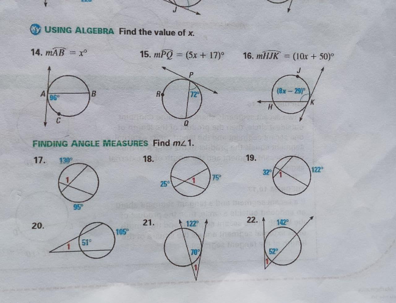 Solved USING ALGEBRA Find the value of x. 14. MAB = x 15. | Chegg.com
