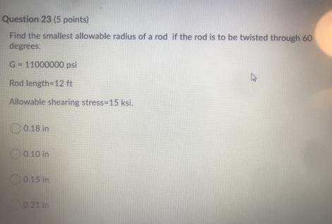 Solved Question 23 (5 points) Find the smallest allowable | Chegg.com