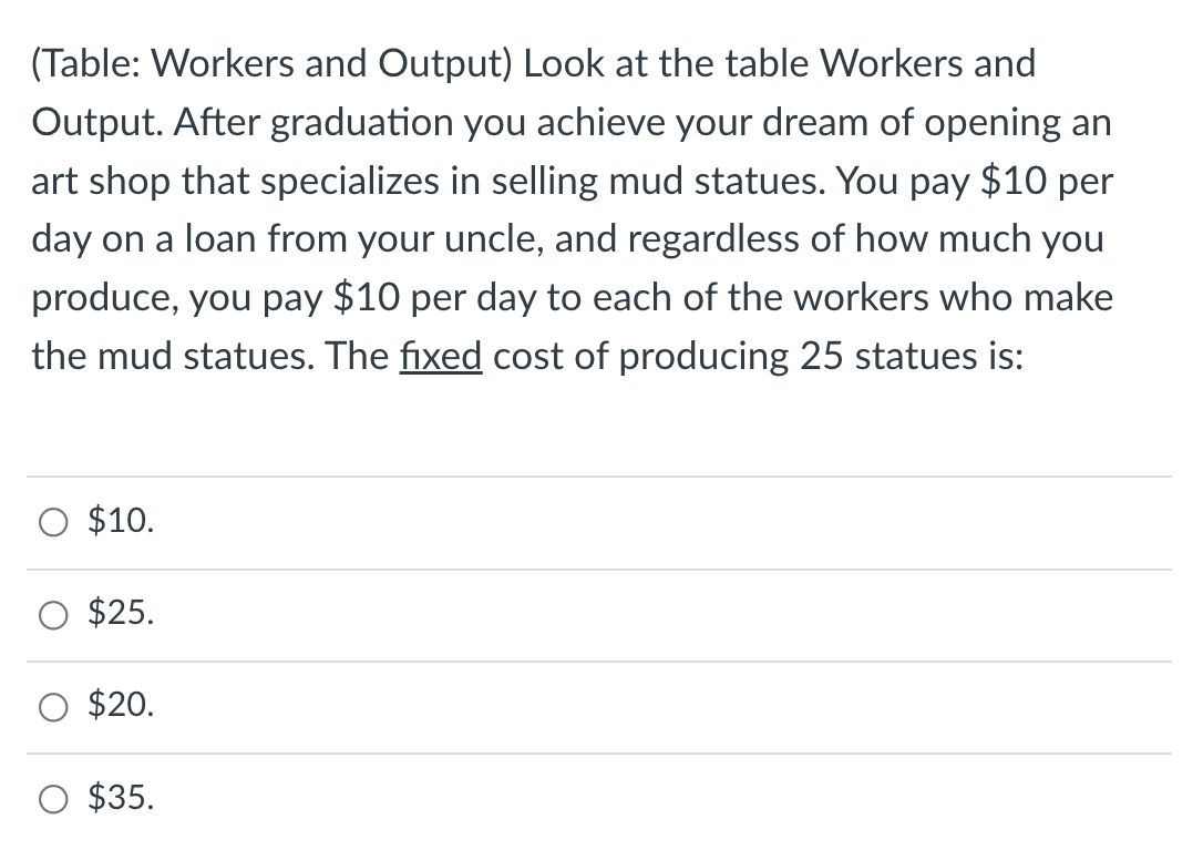 Solved Table: Workers and Output \begin{tabular}{lc} \hline | Chegg.com