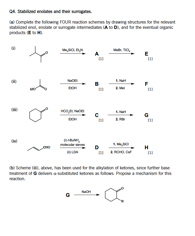 Solved Q4. Stabilized enolates and their surrogates. (a) | Chegg.com