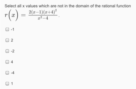 Solved Select all x values which are not in the domain of | Chegg.com
