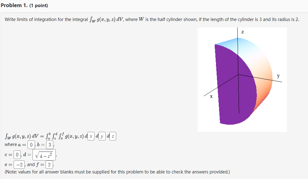 Solved Problem 1. (1 point)Write limits of integration for | Chegg.com Solved Problem 1. (1 point)Write limits of integration for | Chegg.com
