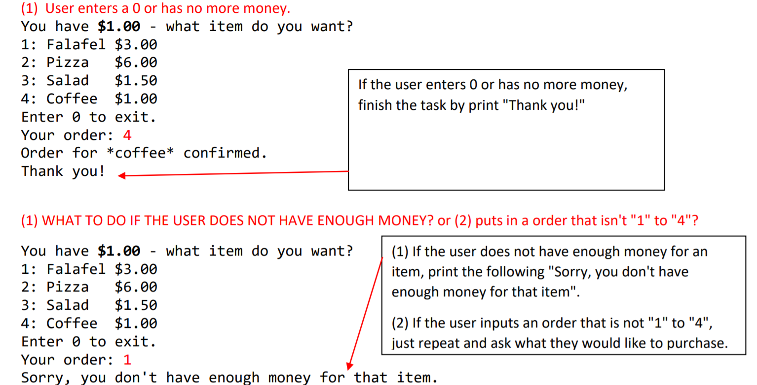 Solved Function task2 allows users to order items from a | Chegg.com