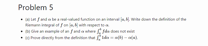 Solved Problem 5(a) ﻿Let f ﻿and αbe ﻿a real-valued function | Chegg.com