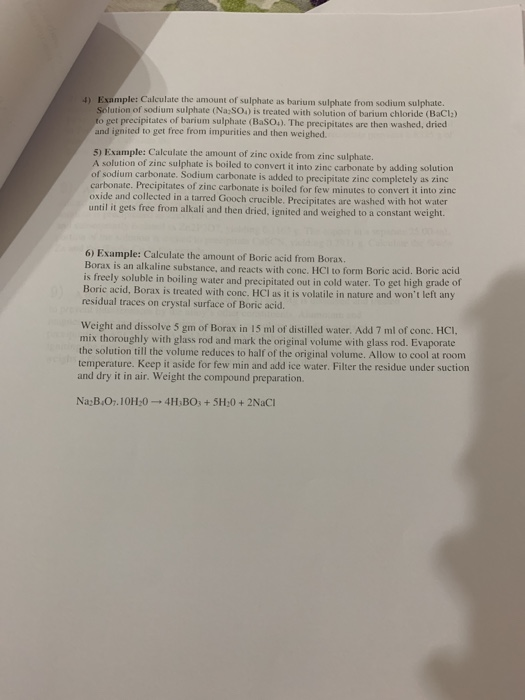 4) Example: Calculate the amount of sulphate as | Chegg.com