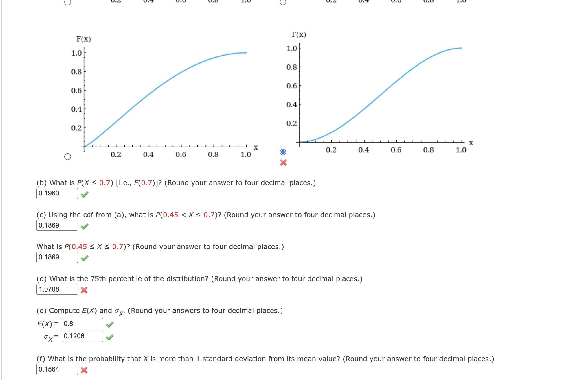 Solved f(x)={72x7(1−x)001 Graph (b) What is P(X≤0.7) [i.e., | Chegg.com