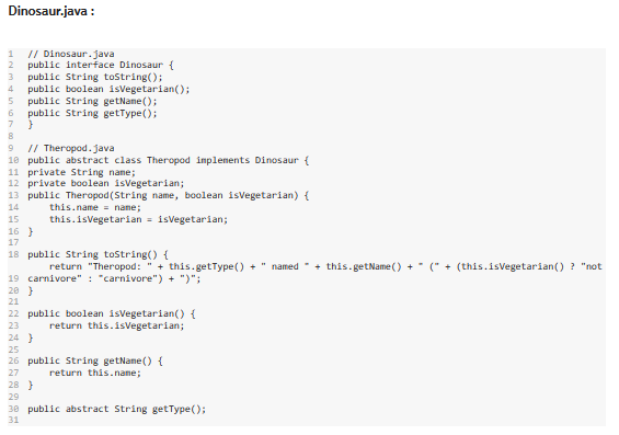 Solved Park.java : Dinosaur.java | Chegg.com