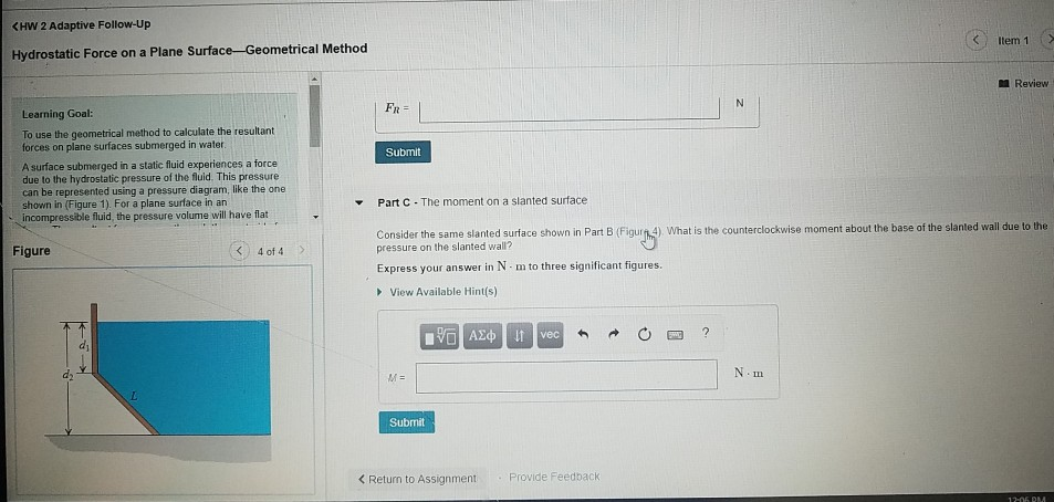 Solved Hydrostatic Force on a Plane Surface-Geometrical | Chegg.com