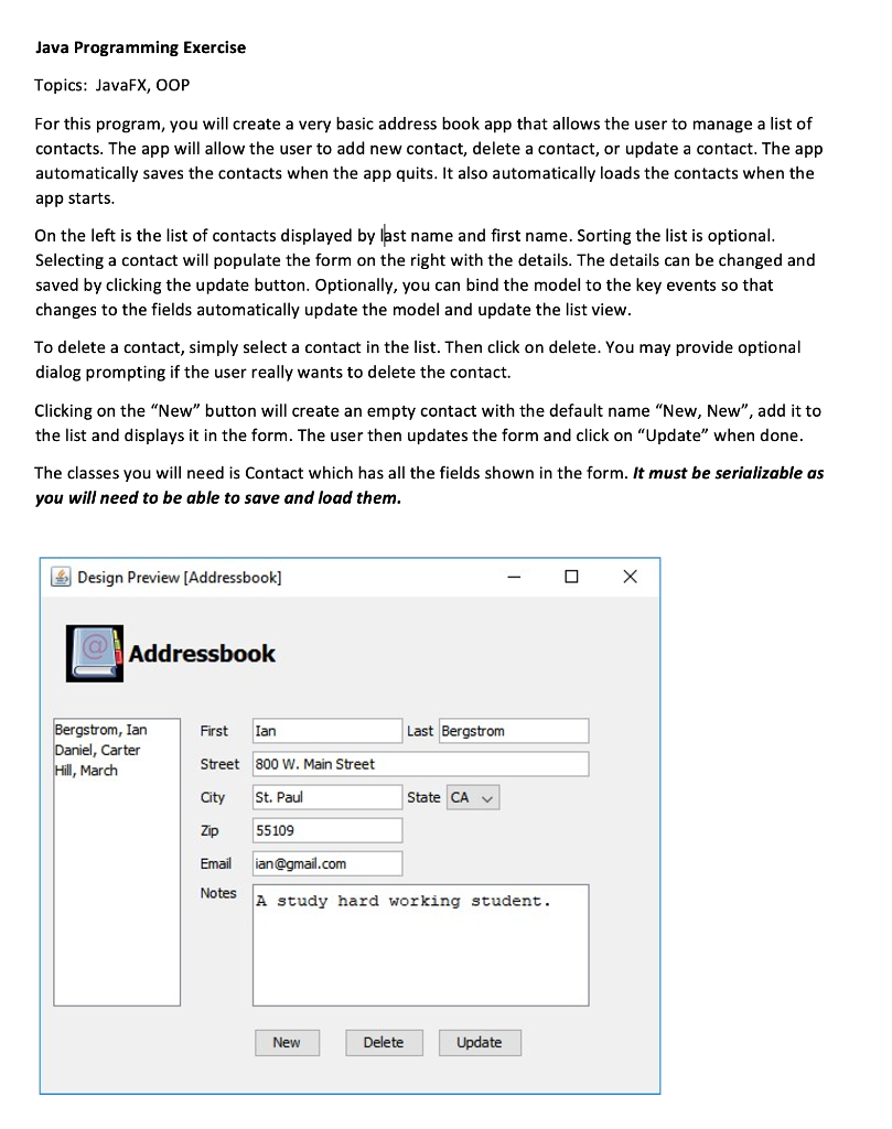 Java Programming Exercise Topics Javafx Oop For
